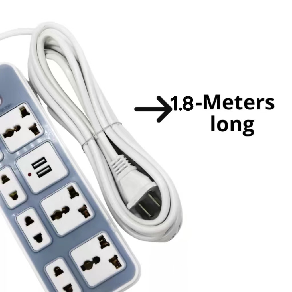 Multi-Function Socketwith 9 Power Socket + 2 USB Ports-1525U | Shopee ...