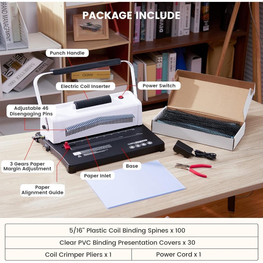 Seesii Binding Machine Coil Spiral Binder, Manual 20 Hole Puncher with ...