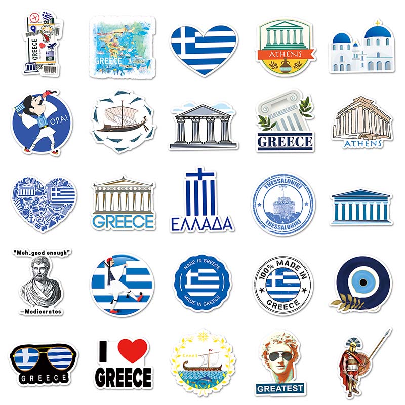 50pcs Greek Stickers Laptop Luggage Skateboard Scrapbook Cars Diary ...