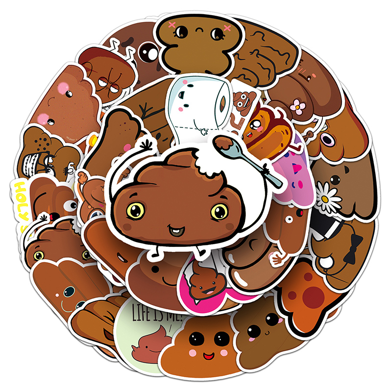 50Pcs Funny Poop Emoticons Sticker DIYToilet Sticker for Suitcase Box ...