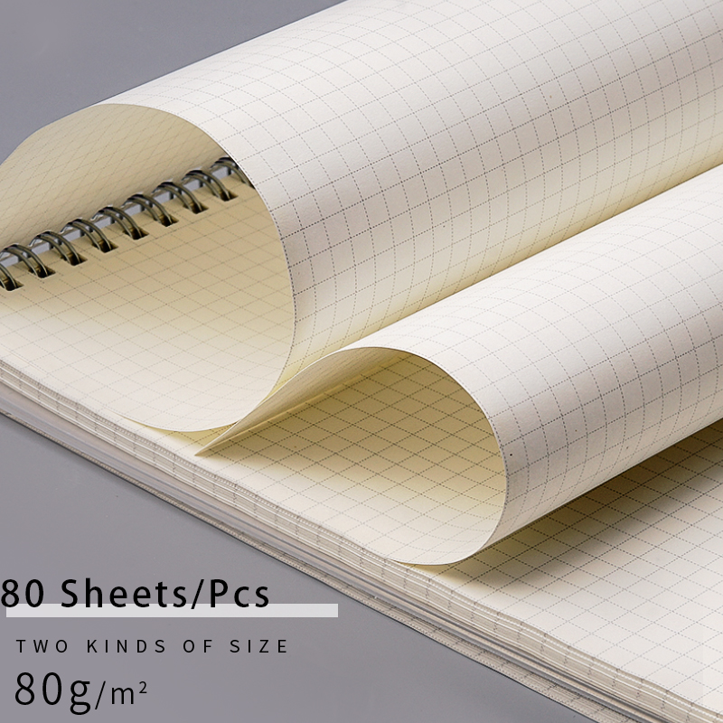 A5 B5 Line/Grid Spring Notebook MUJI Style Notepad 80Sheets Spiral ...