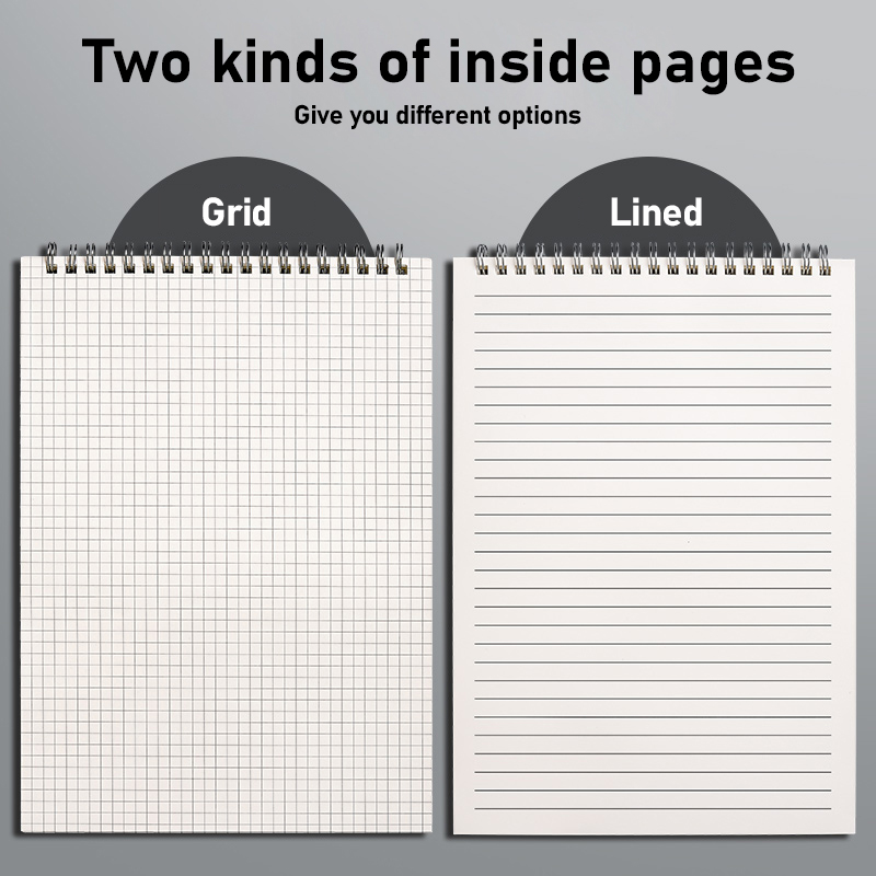 A5 B5 Line/Grid Spring Notebook MUJI Style Notepad 80Sheets Spiral ...