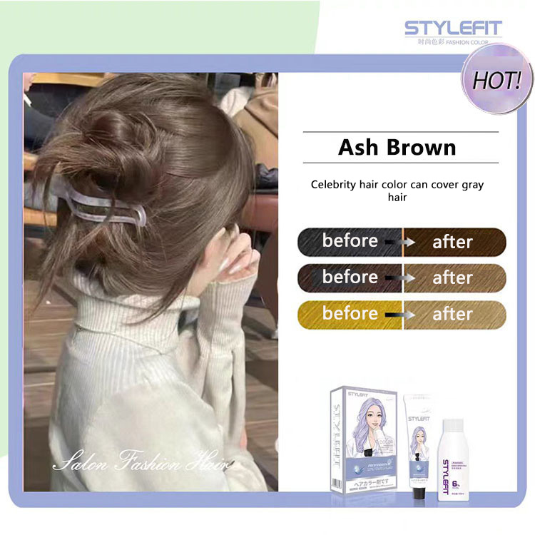 STYLEFIT Hair color Milk tea ash+ash brown no bleaching required 100ml ...