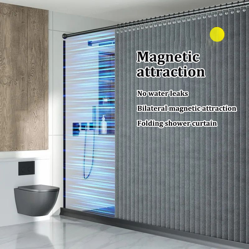 VLANCH Bathroom Foldable Shower Curtain Bathroom Invisible Shower ...