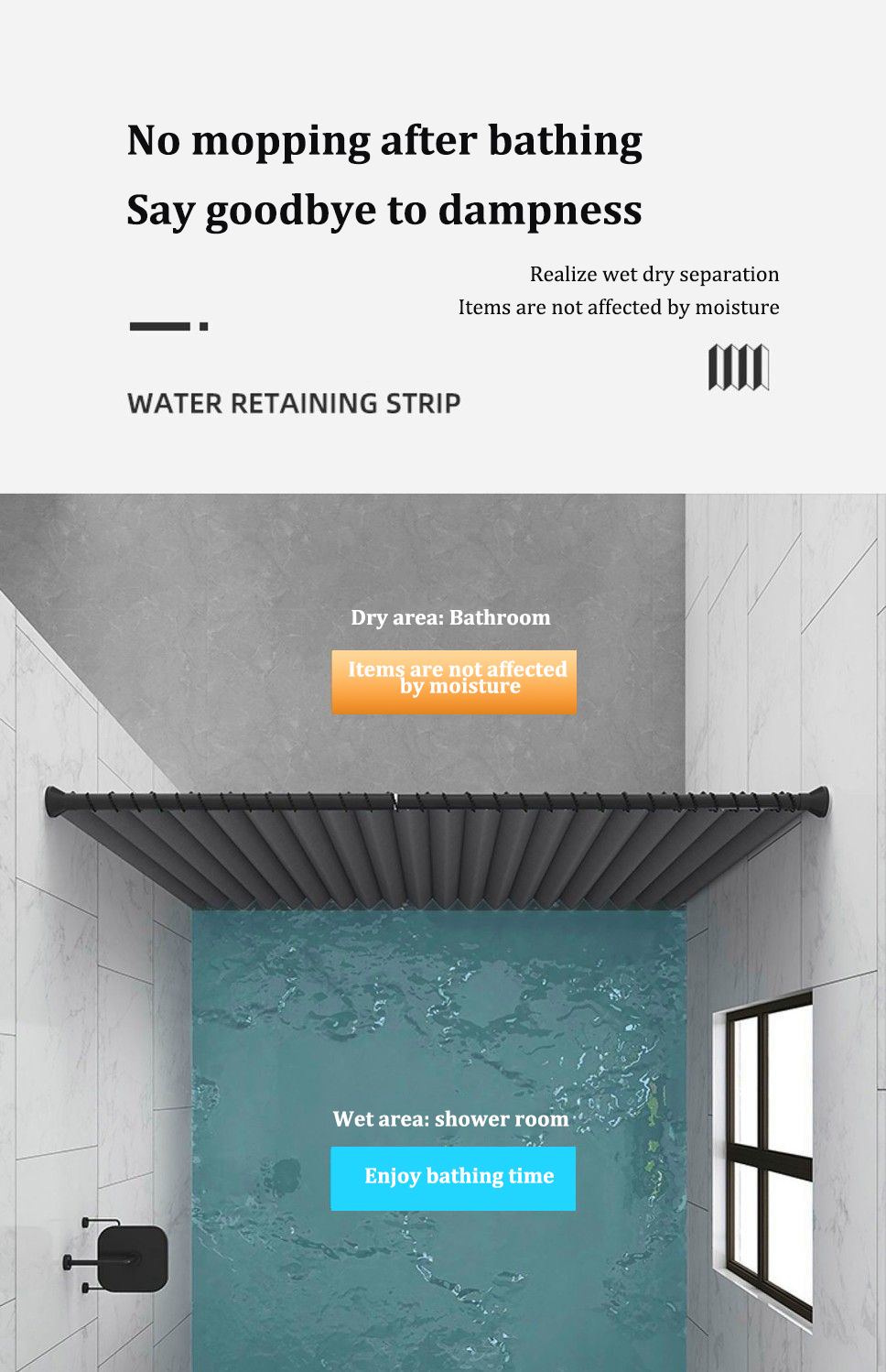 VLANCH Bathroom Foldable Shower Curtain Bathroom Invisible Shower ...