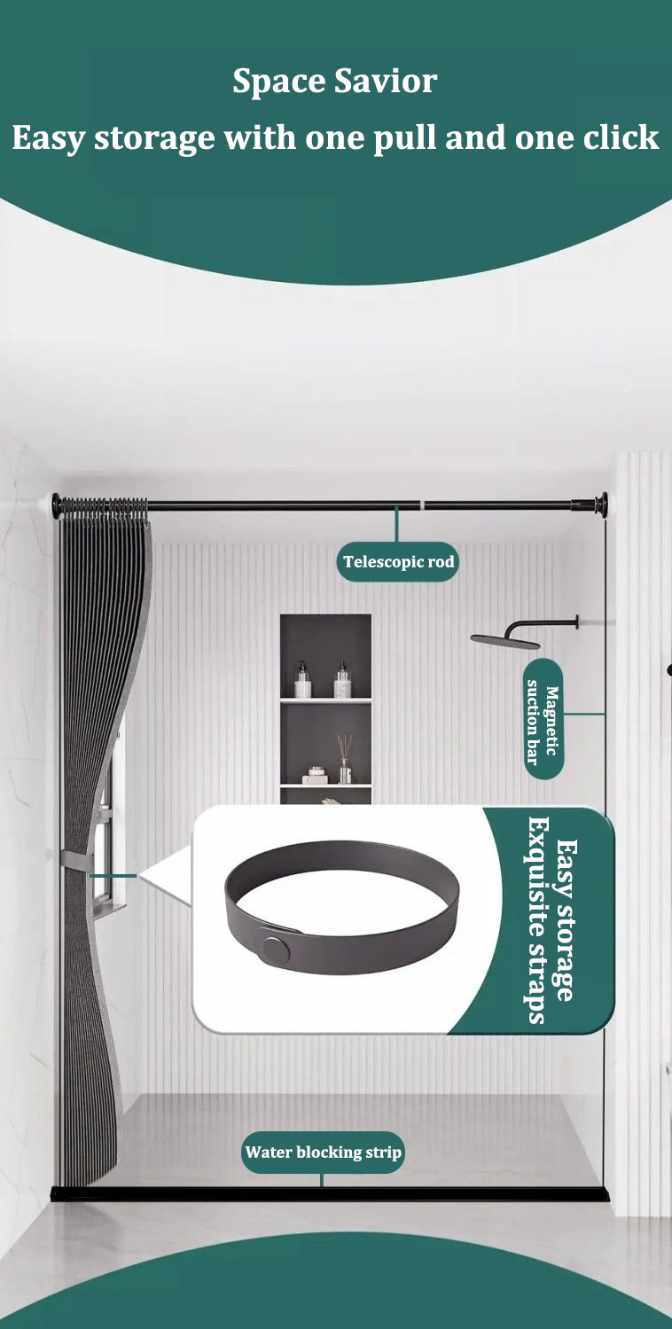 VLANCH Bathroom Foldable Shower Curtain Bathroom Invisible Shower ...