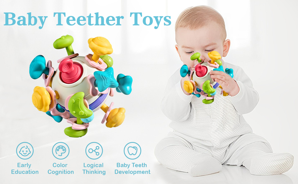 iBliver Baby Teethers Sensory Toys,Teething Montessori Toys for Infant ...