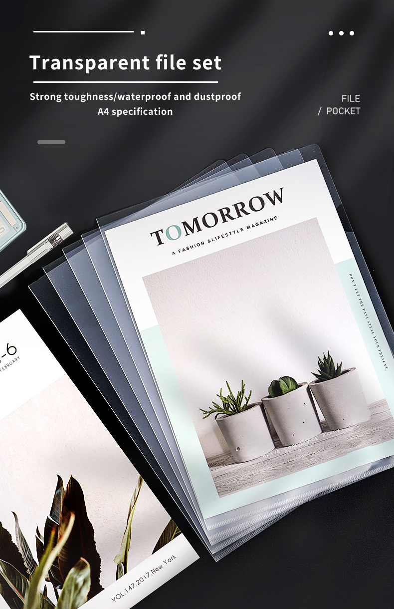 50PCS A4 L-shaped Folder Transparent File Classification Saving ...