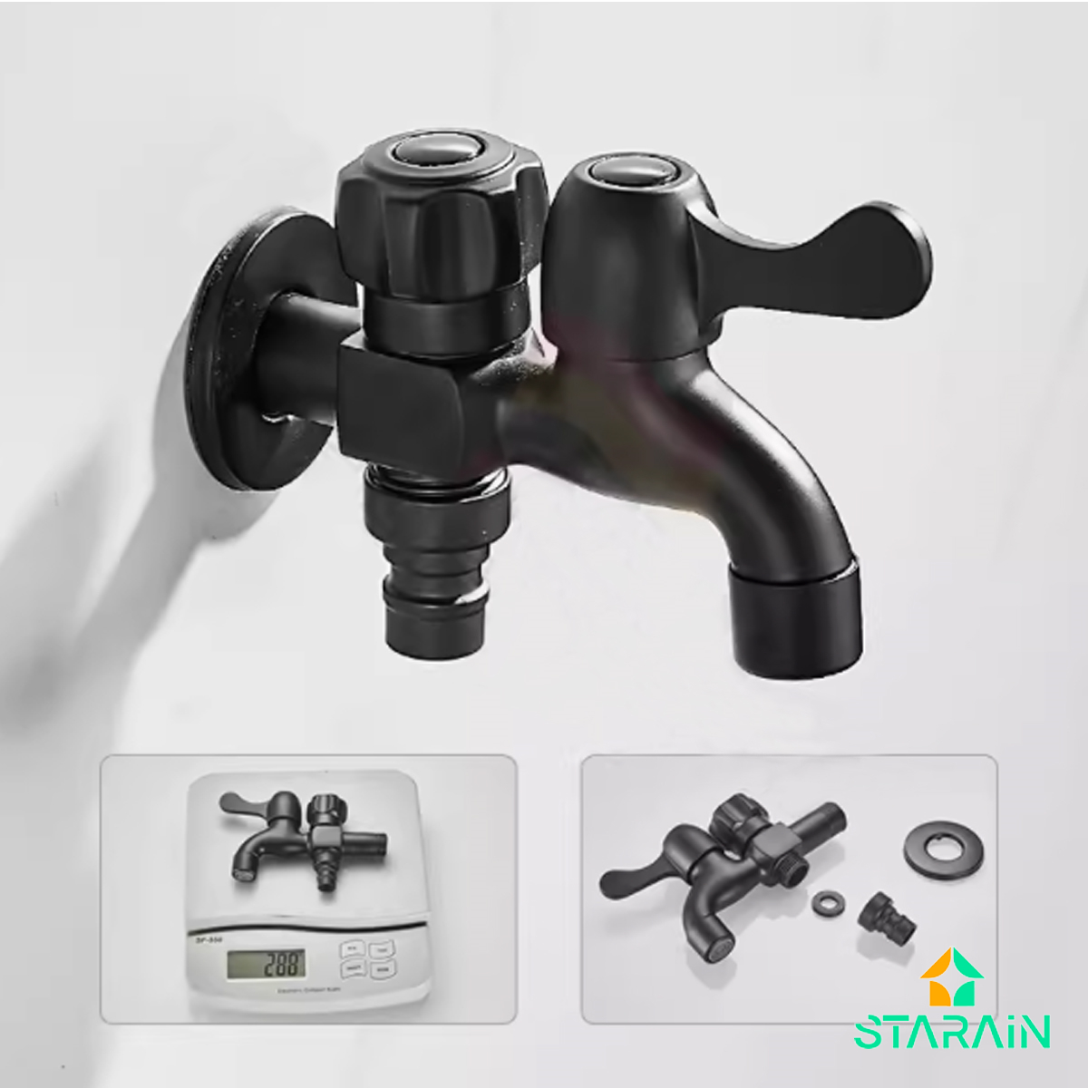 ABS Stainless Steel Two Way Faucet Valve 1 in 2 out Head Dual Function ...