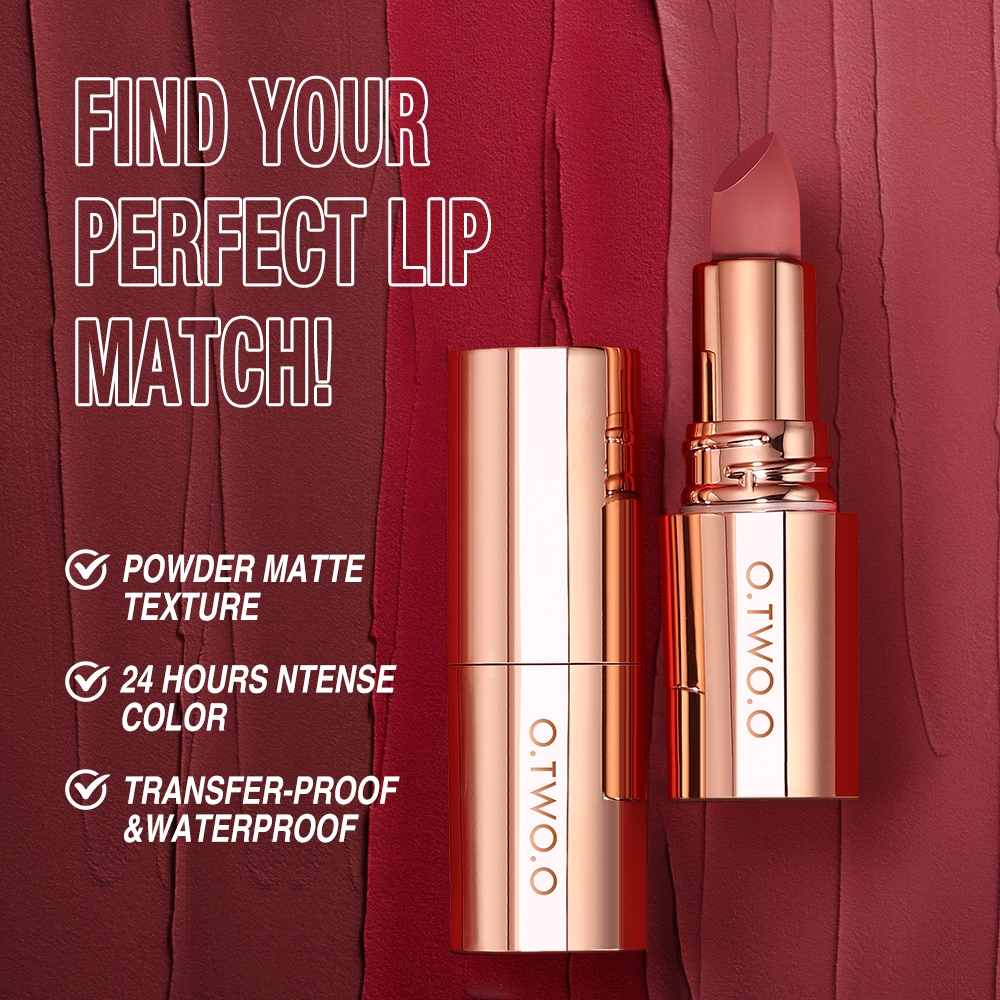 O.TWO.O Matte Lipstick Kissproof Lock Color Silky 24 Hour Long-Lasting ...