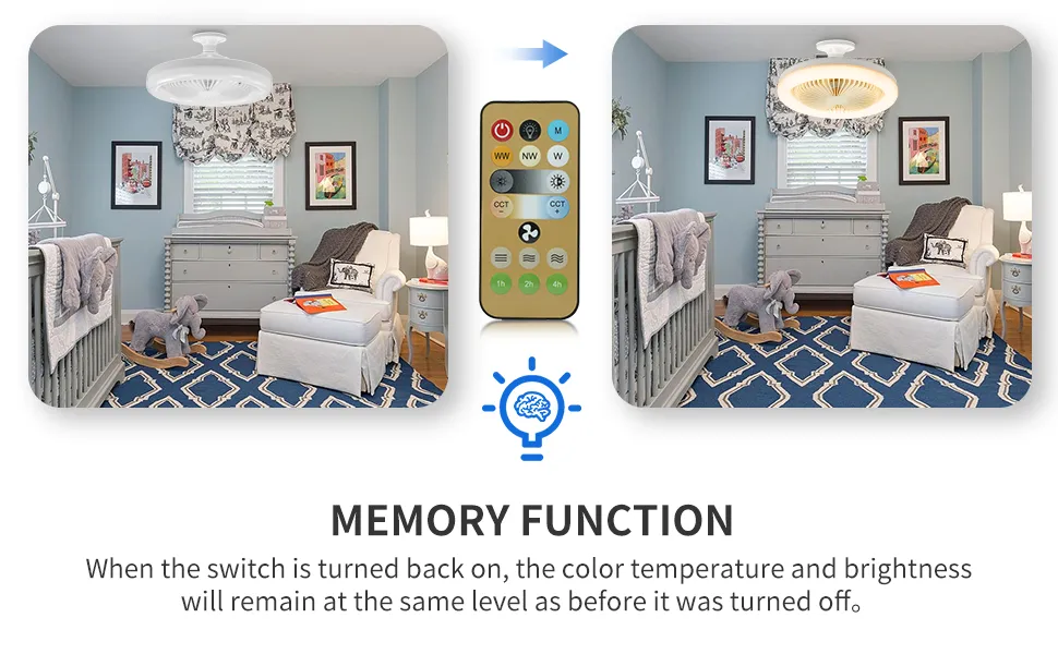 Smart Fanlight With Remote Control Lights Bulb With Electric Fan For ...
