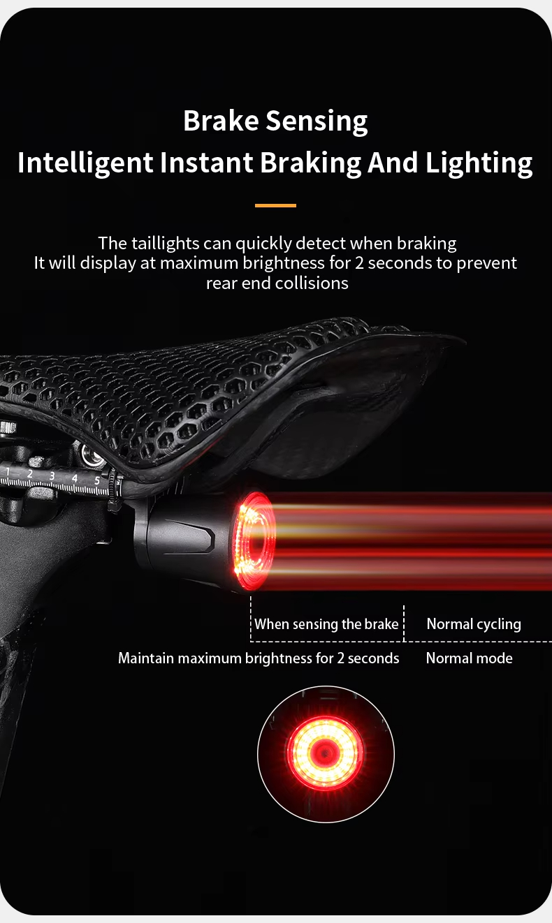 ESLNF Bicycle Tail Light Smart Brake Light with 2 mounts Waterproof USB ...