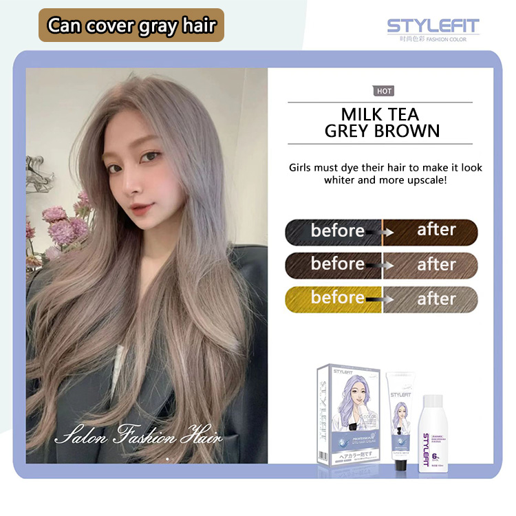 STYLEFIT Hair color Milk tea ash+ash brown no bleaching required 100ml ...