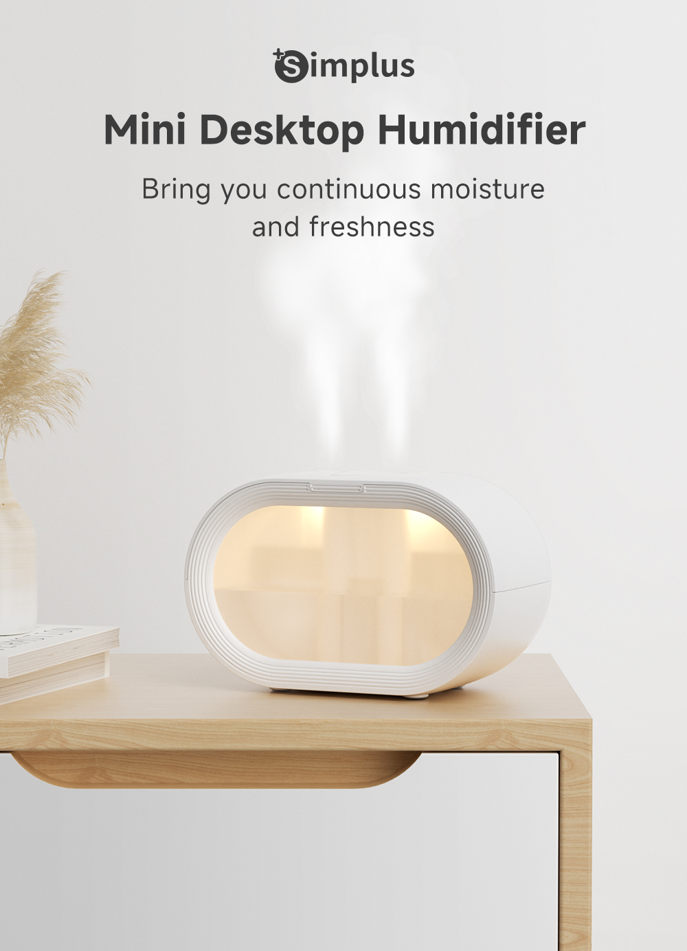 Simplus Humidifier Desktop Dual-Spray Humidifier with Ambient Light ...