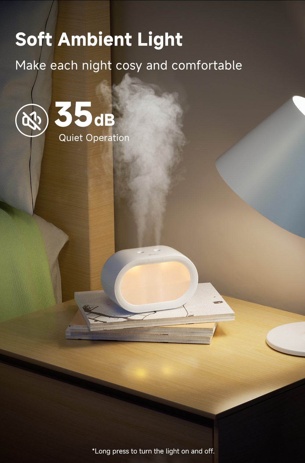 Simplus Humidifier Desktop Dual-Spray Humidifier with Ambient Light ...