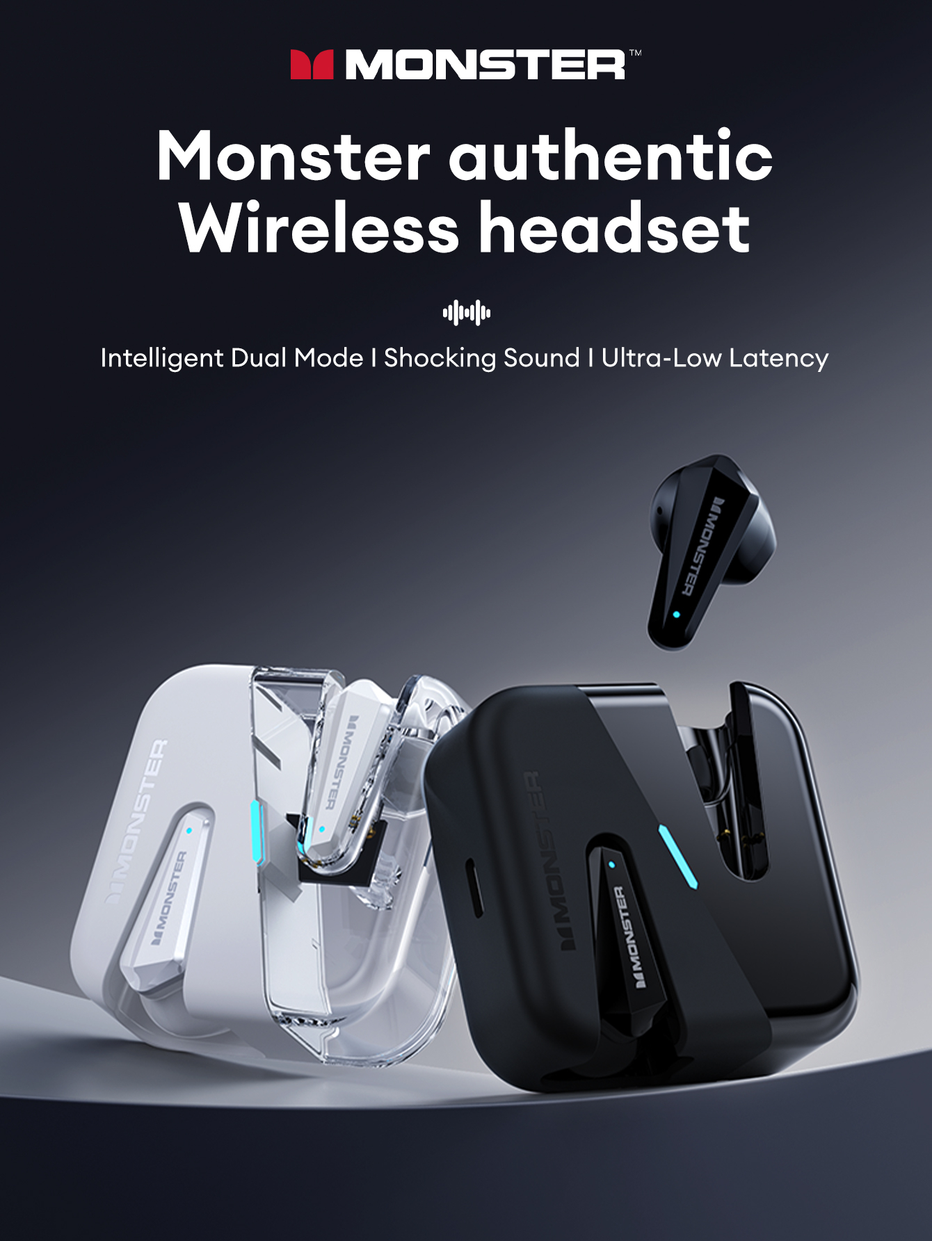 Monster XKT01 MKⅡ Bluetooth Earphone HIFI Sound Quality Low latency ...