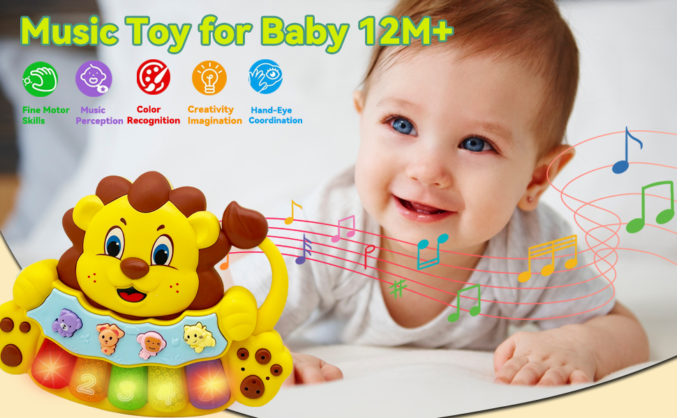 iBliver Baby Piano Toy, Light Up Music Baby Toys for12 18 Months Early ...