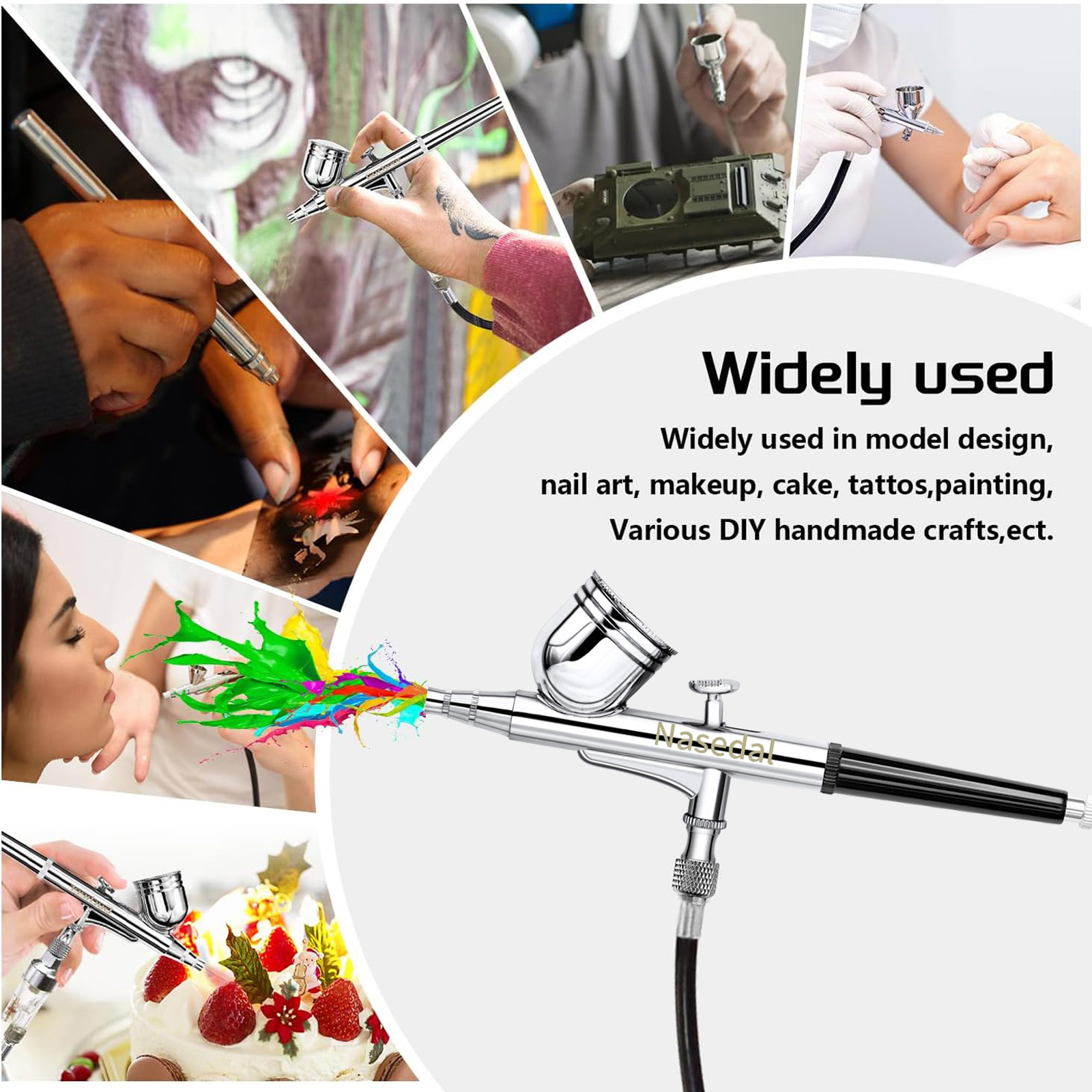 Nasedal 0.3MM 7CC Dual-Action Airbrush with Box Gravity Sprayer Air ...
