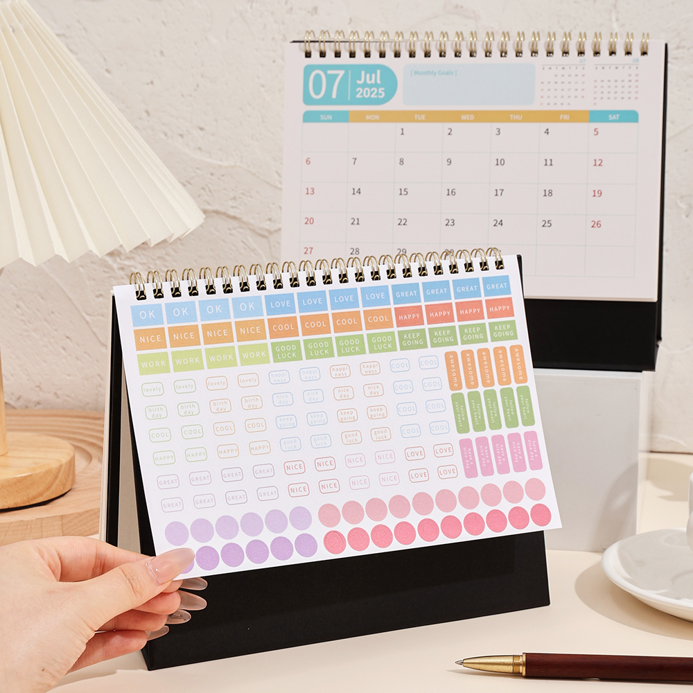 1 pc 2025 Desk Calendar Standing Flip Desktop Calendar Thick Paper ...
