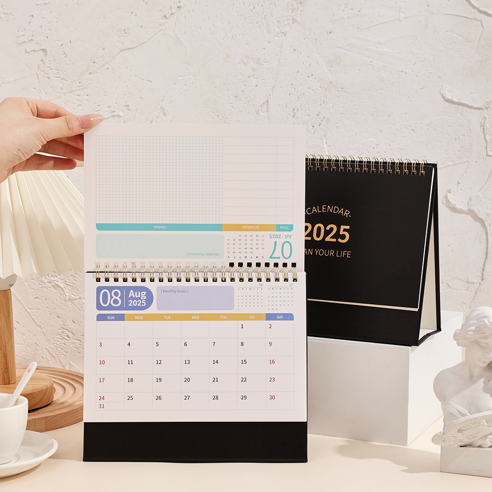 1 pc 2025 Desk Calendar Standing Flip Desktop Calendar Thick Paper ...