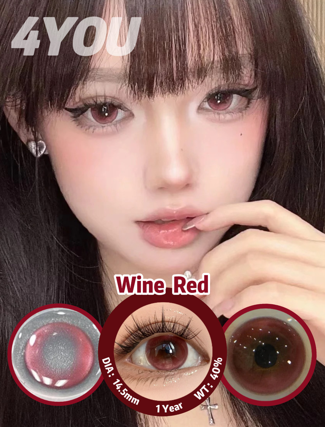 2Pcs Grade 0~-8.00 Cosplay Lenses Natural Red Colored Contact Lens Doll ...