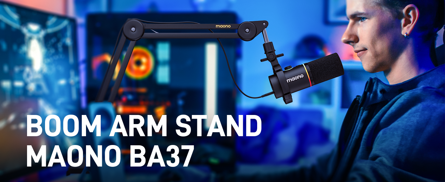 Maono BA37 Microphone Boom Arm Heavy Duty Adjustable Metal Suspension ...
