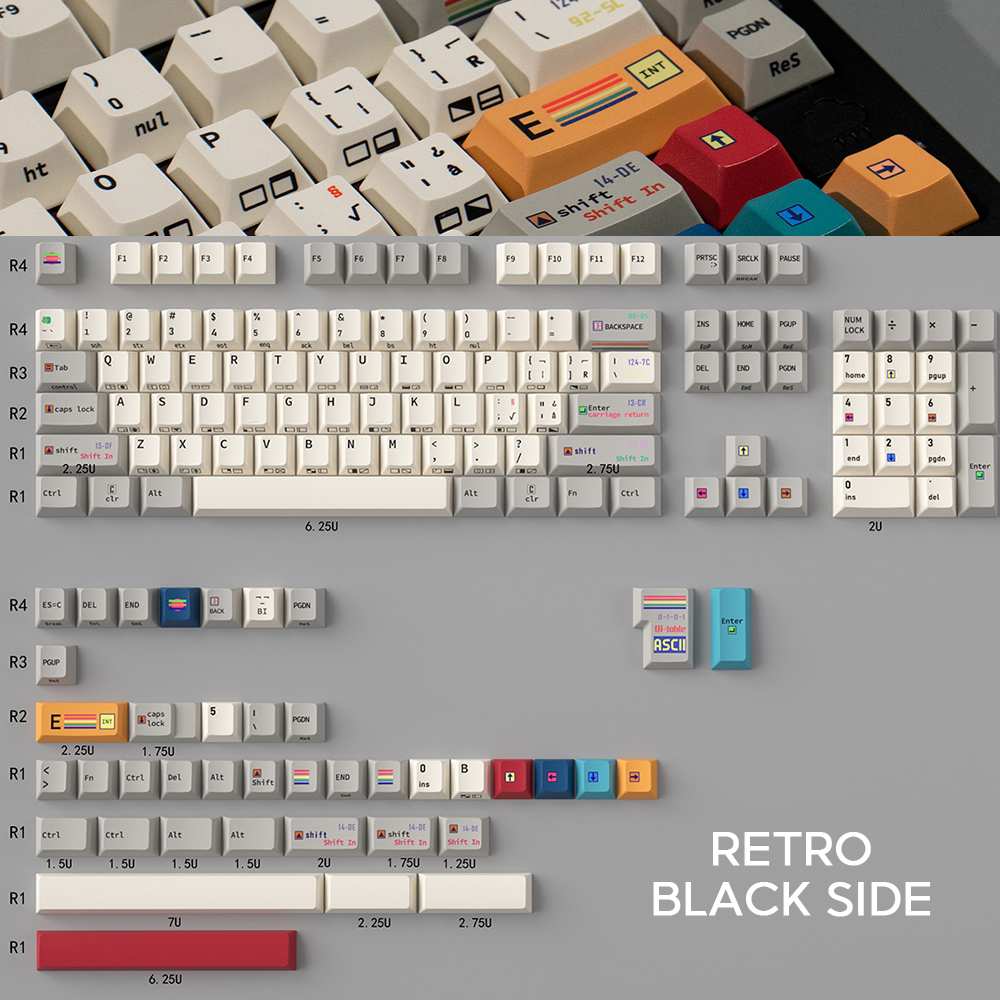Retro C64 R3 Keycaps 147Keys/Set Colour Side PBT Cherry Profile Custom ...