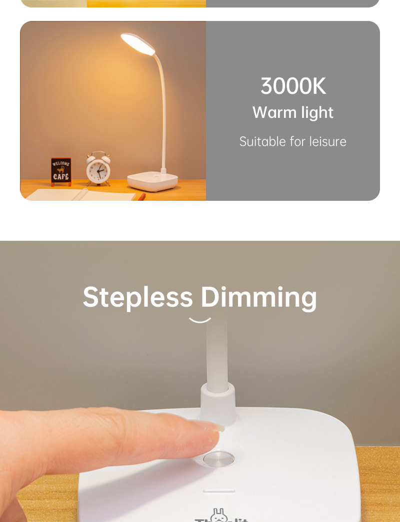 Thunlit Student Desk Lamp Small LED Rechargeable Study Lamp for Dorm ...