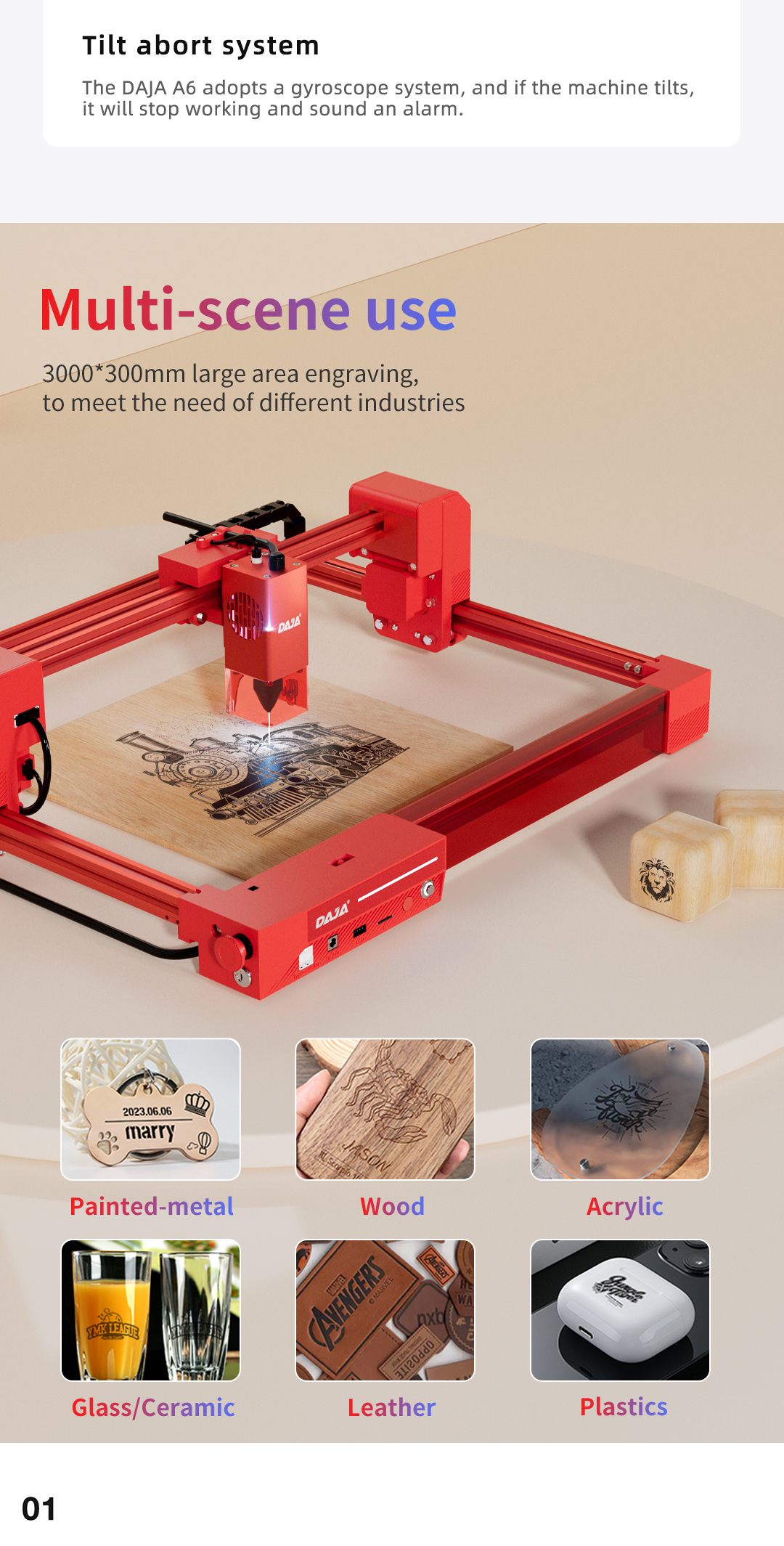 DAJA A6 Pro Laser Engraving Machine Printer Cutting With Protective ...