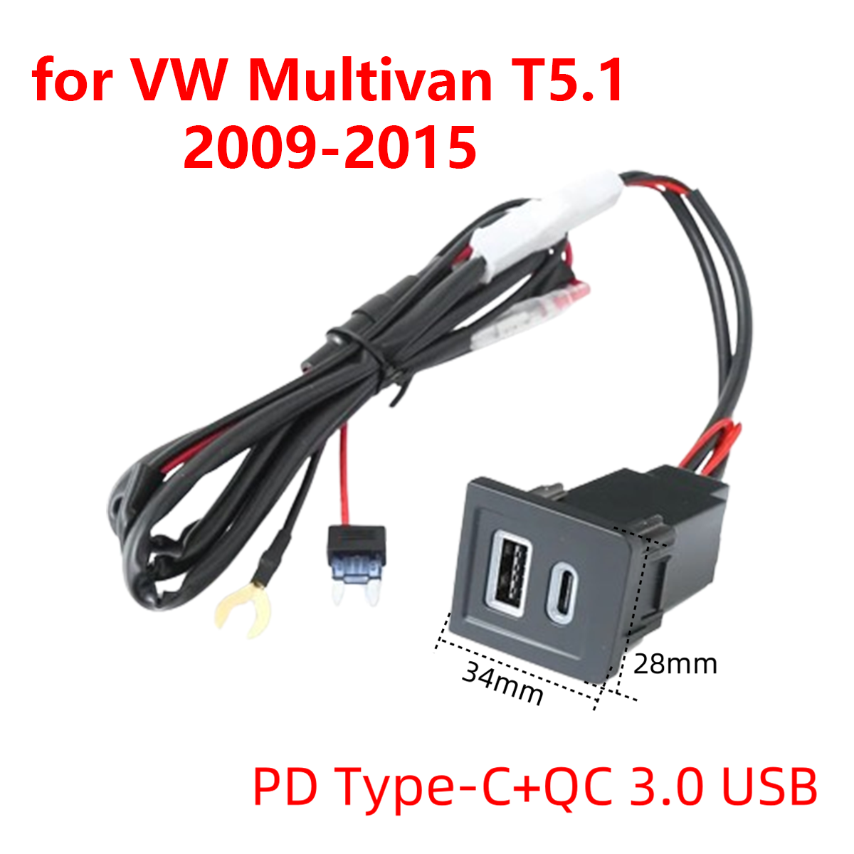 PD Type-C+QC 3.0 USB Car Central Control Lower Right Hole Fast Charger ...