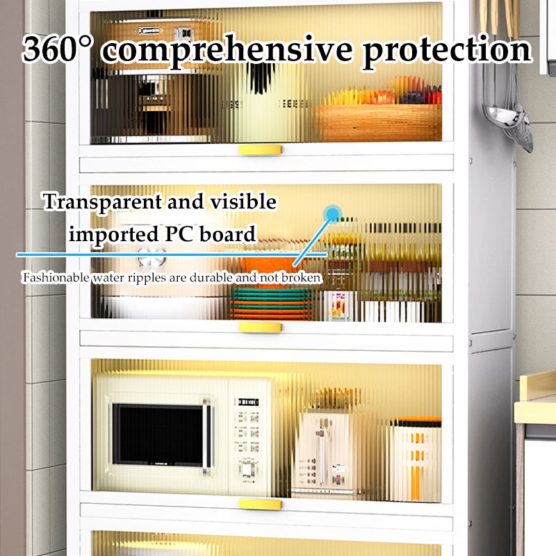 LOWEST PRICE 3/4/5 Layers Kitchen Rack Dustproof Storage Cabinet Carbon ...