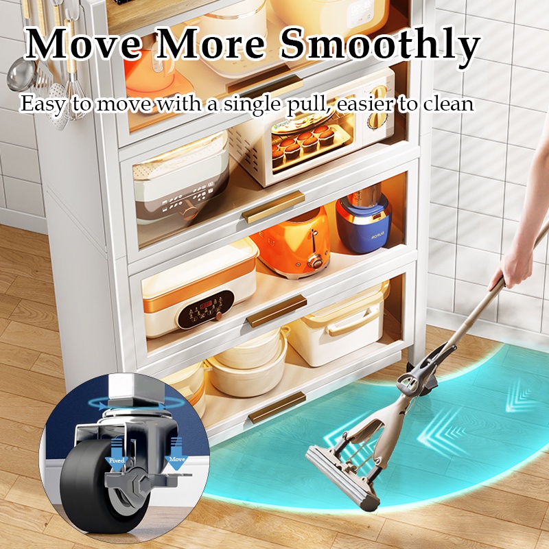 LOWEST PRICE 3/4/5 Layers Kitchen Rack Dustproof Storage Cabinet Carbon ...