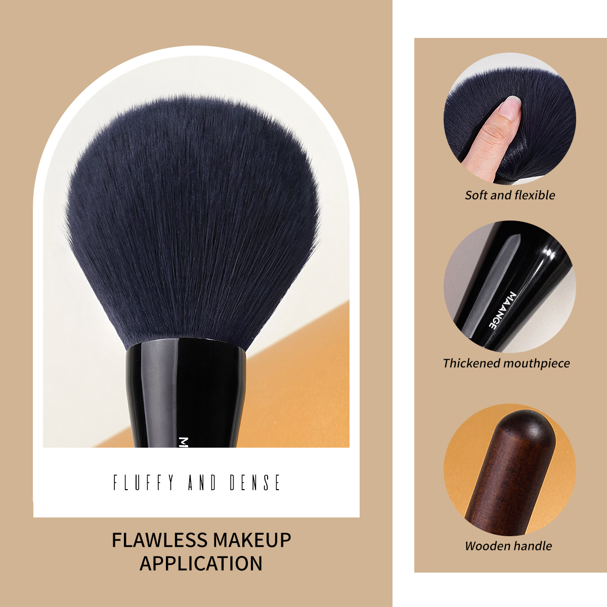 MAANGE 1Pcs Professional Loose Powder Brush Large Brush Head Wooden ...