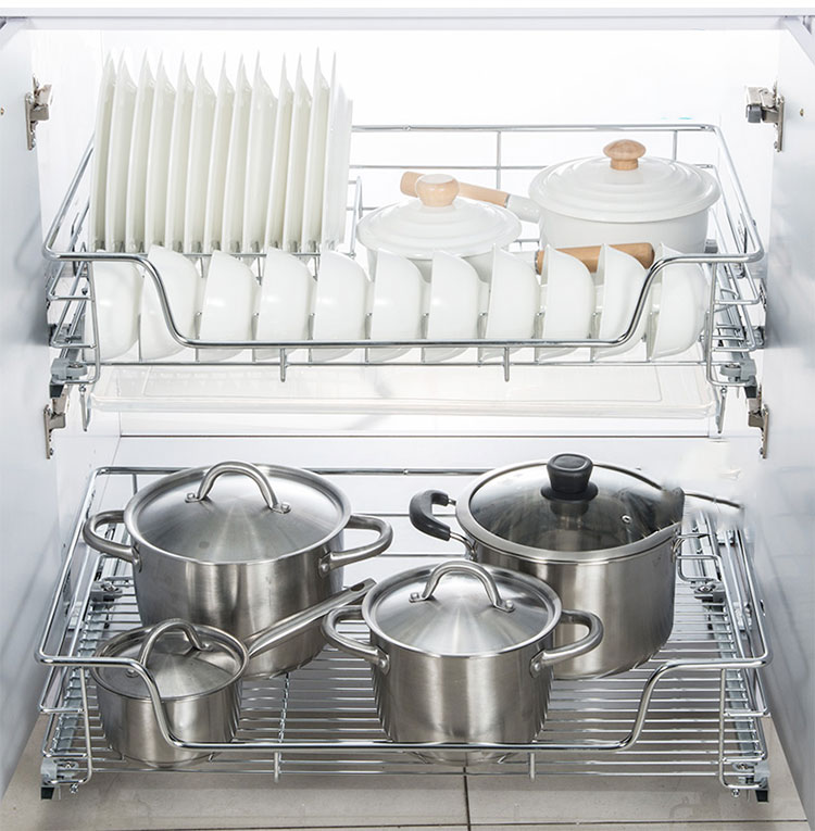 GAA Pull Out Kitchen Cabinet Pull Out Basket with Frame Condiments Rack ...