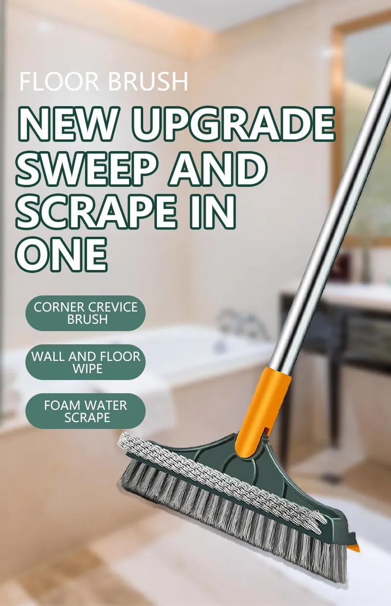 3 in 1 Rotating Floor Cleaning Brush with Detachable V-Bristles, Scrape ...