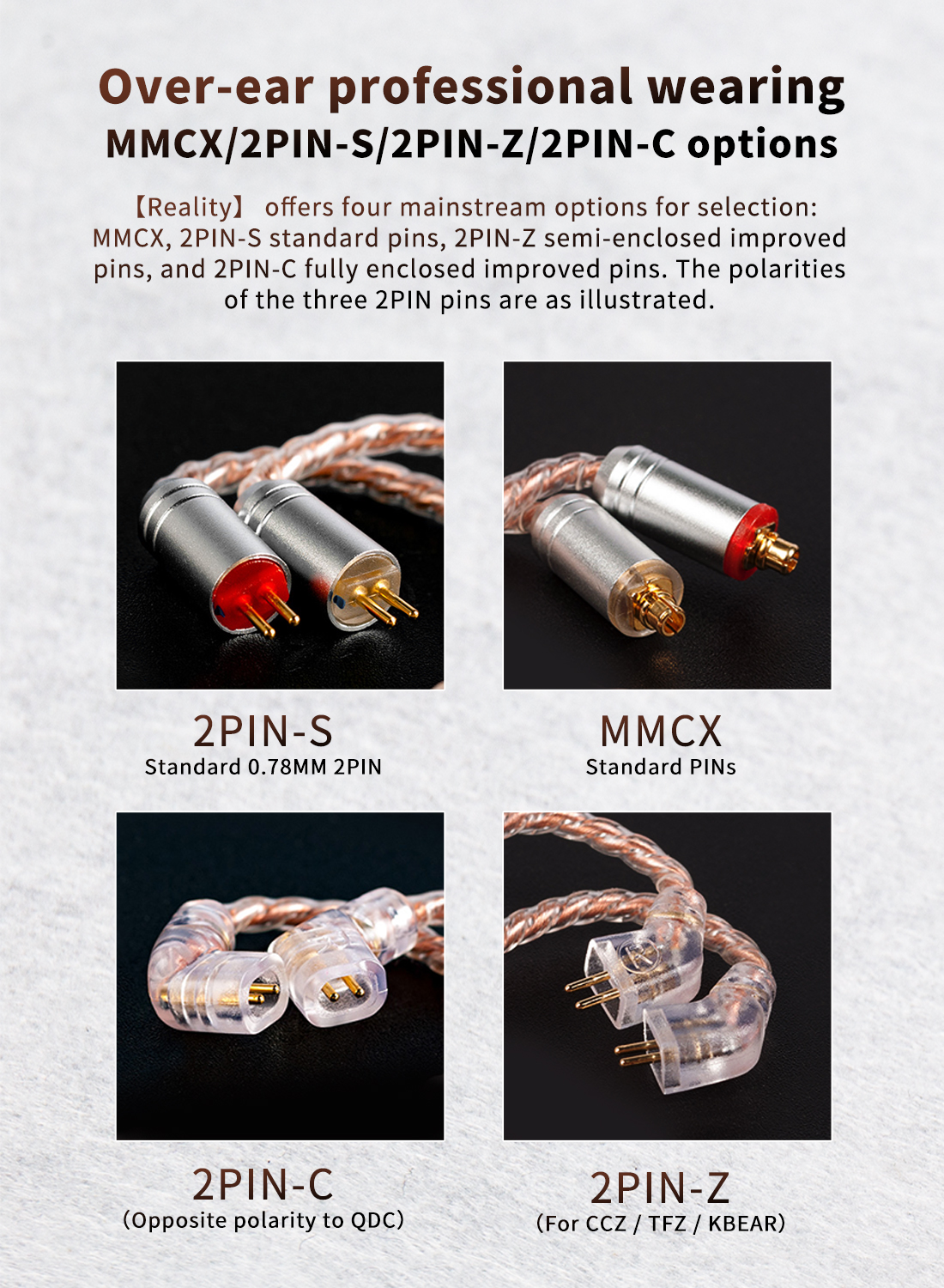 KBEAR 2PIN MMCX QDC TFZ IEM Cable 4-Core Pure Copper Earphone Replacement Cord with 3.5mm Plug ...