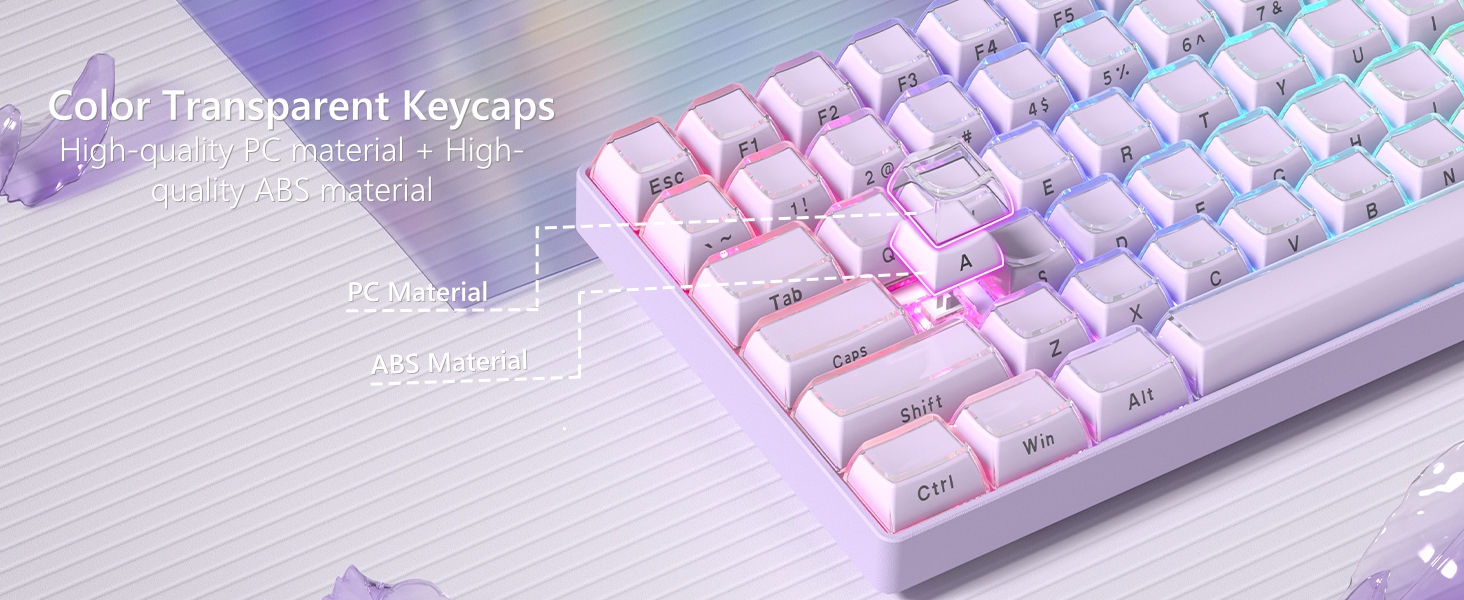 WOMIER Crystal Jelly Keycaps 113 Keys OEM Profile Keycaps for 61/68/84/87/98/100 Cherry Gateron ...