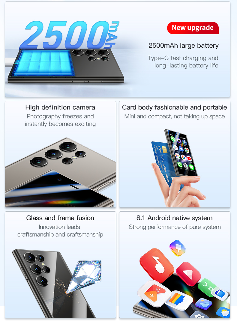 S24 Max 4G smartphone dual-SIM GPS 3.0-inch mini mobile phone Android 8 ...