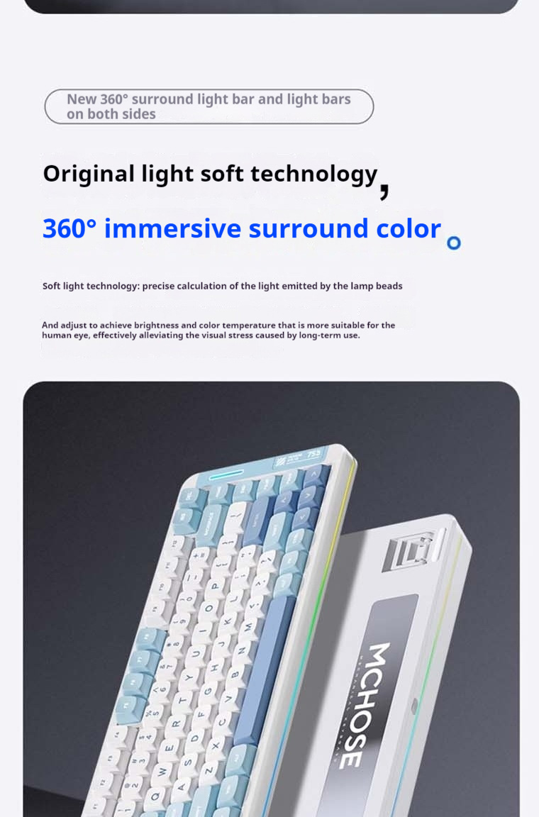 MCHOSE X75 V2 Custom Mechanical Keyboard Wireless Bluetooth Three-Mode ...