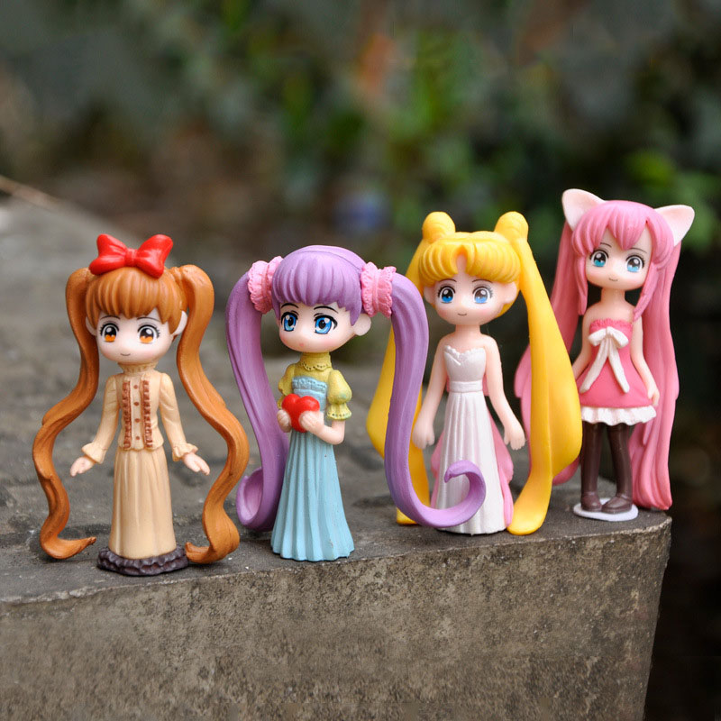 6Pcs 7.5cm-8cm Sailor Moon Anime Figure Tsukino Usagi Chibiusa Kino ...