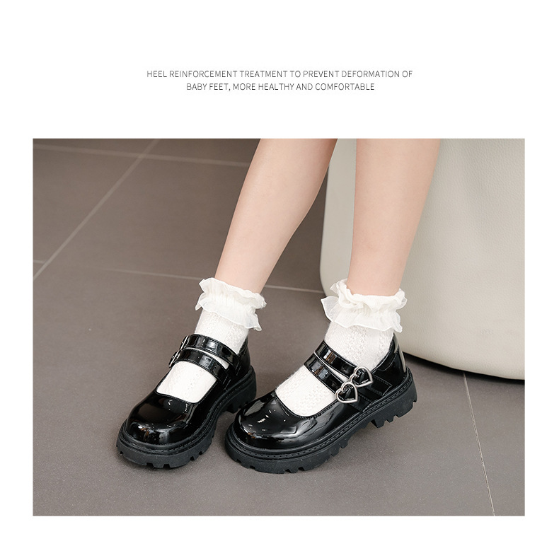 KIKI Korean Black Shoes For Kids GIrls Pricess Leather Shoes Fashion ...