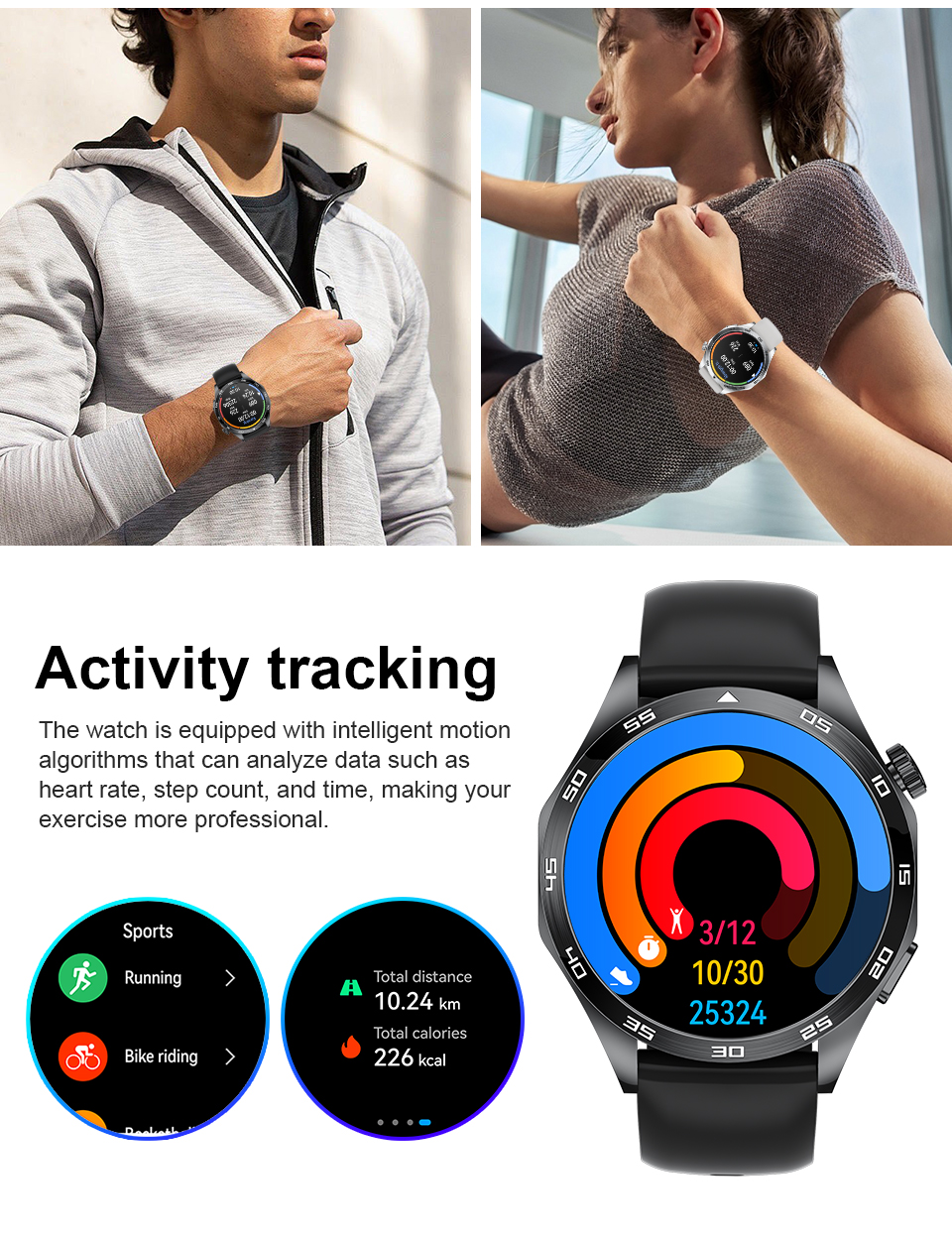 LIGE Smart Watch GT4pro Waterproof Multi-Sport Heart Rate/Blood ...