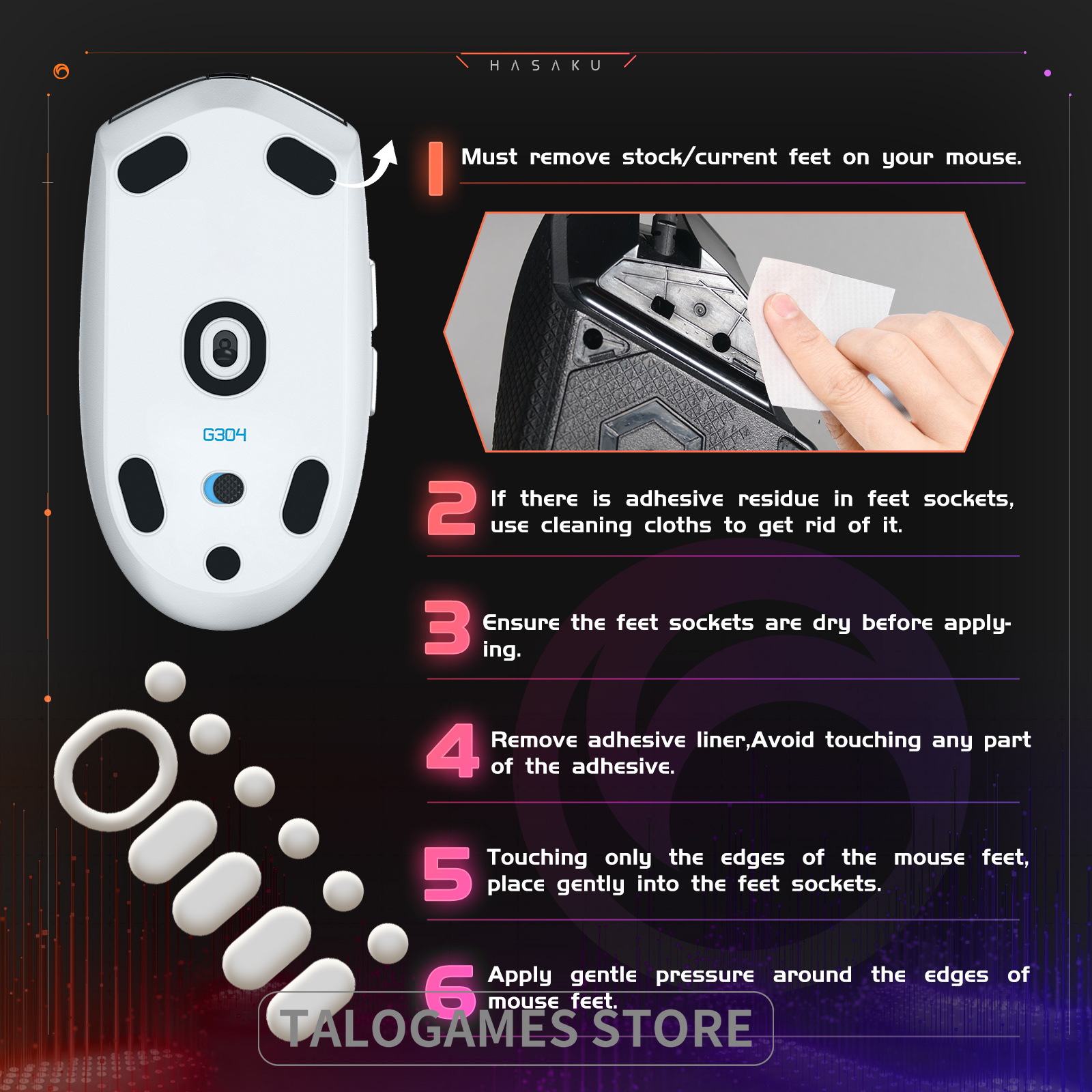 2Sets HASAKU Rounded Curved Edges Gaming Mouse Feet Skates for Logitech ...