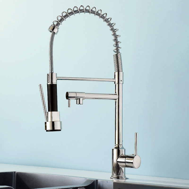 Baokemo Shiny Silver Kitchen Spring Dual Purpose Faucet Sink Vegetable ...