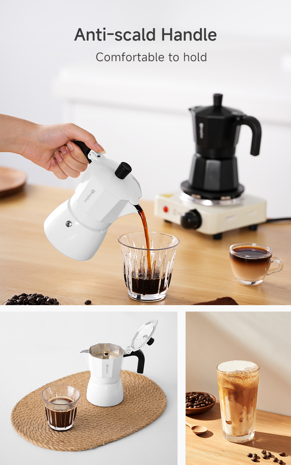 Simplus Moka Pot Coffee Pot High-Pressure Extraction Italian Espresso ...