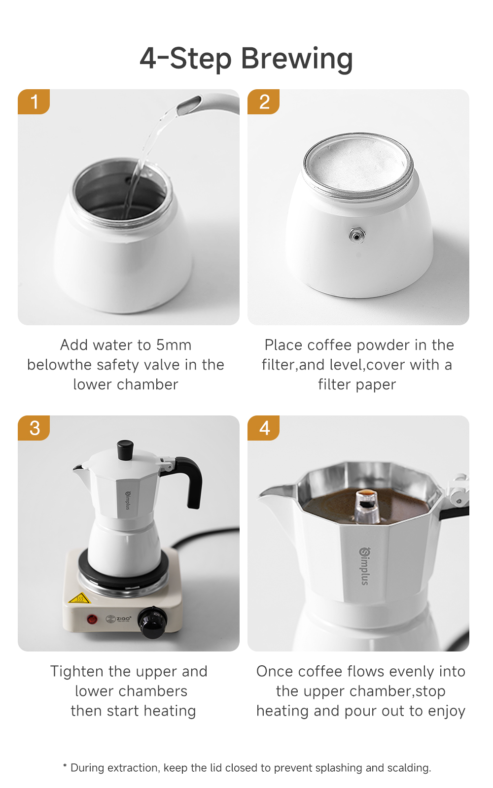 Simplus Moka Pot Coffee Pot High-Pressure Extraction Italian Espresso ...