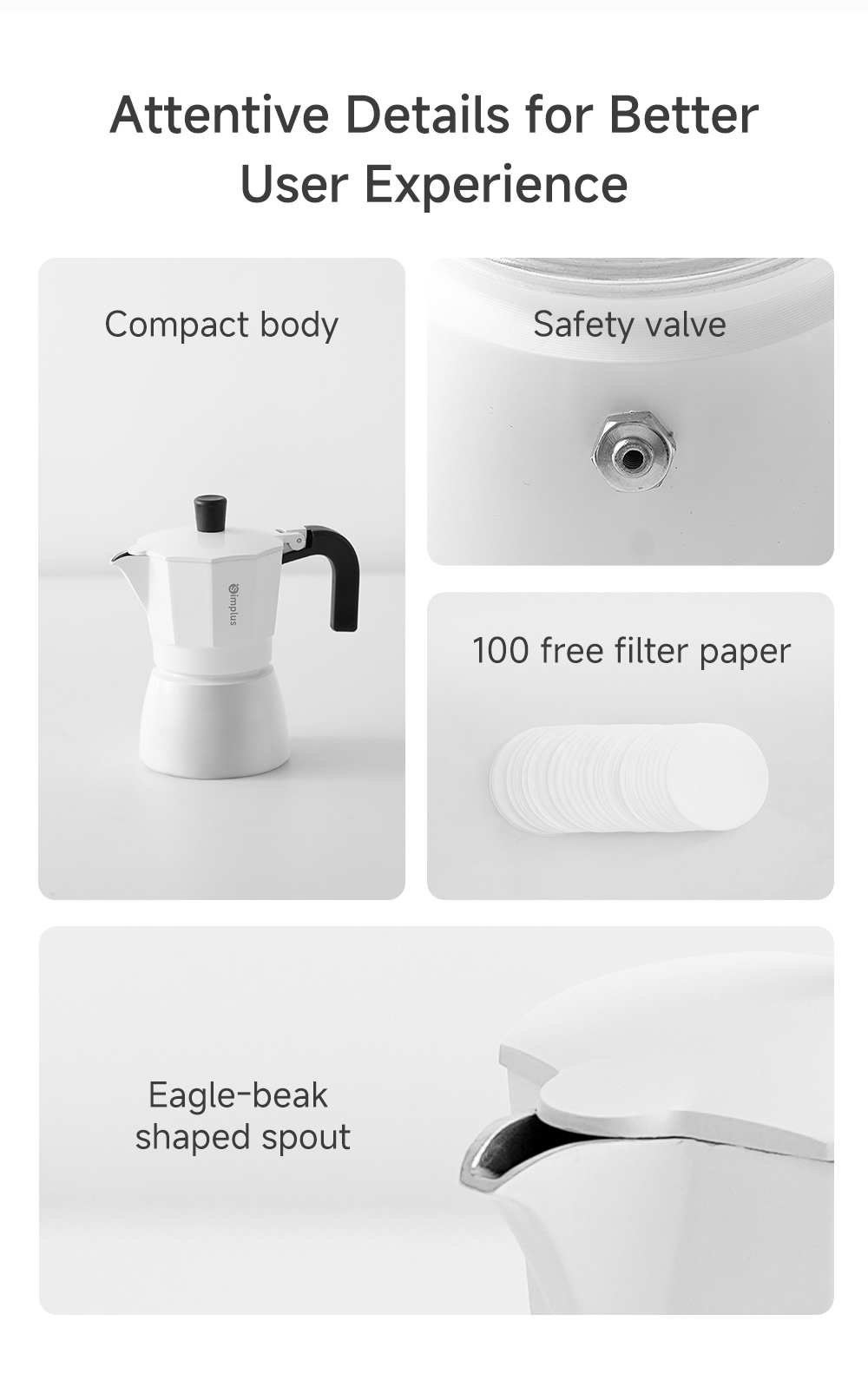 Simplus Moka Pot Coffee Pot High-Pressure Extraction Italian Espresso ...