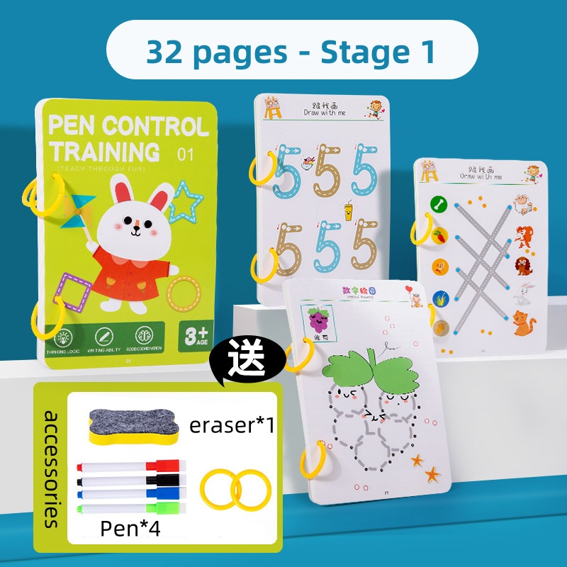 Tracing Books for Kids Erasable Pen Logical Thinking Training Preschool ...