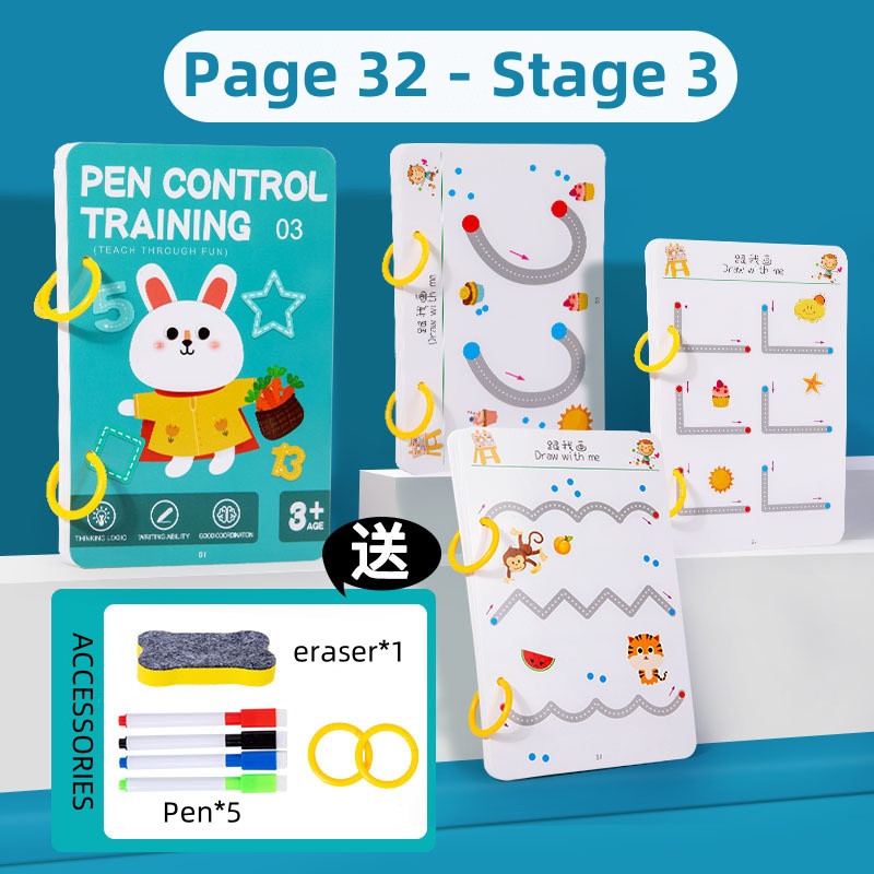 Tracing Books for Kids Erasable Pen Logical Thinking Training Preschool ...