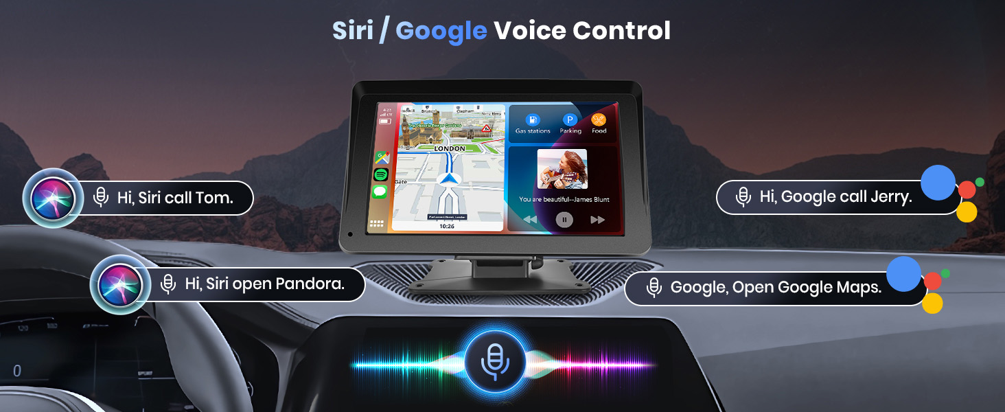 Carplay Android Auto 7 Inch Touch Screen WIFI Bluetooth Call SIRI Voice ...